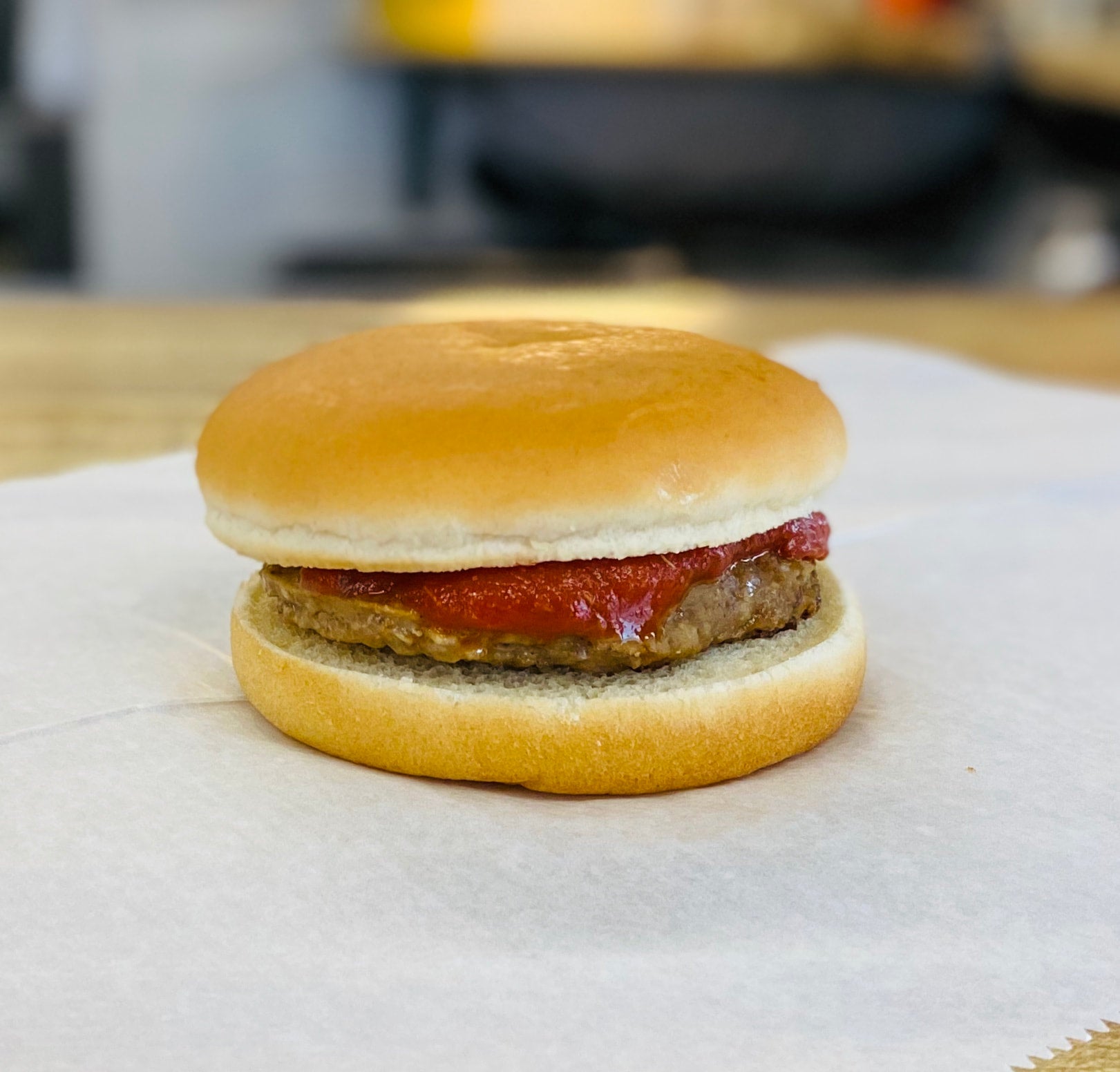 Plain Hamburger With Ketchup